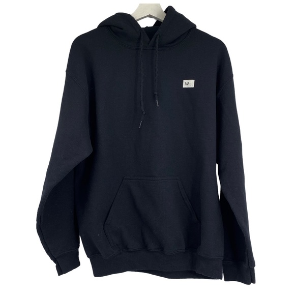 Wonderspaces | Tops | Wonderspaces Black Simple Logo Hoodie M | Poshmark